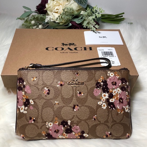 Coach | Bags | Coach Signature Large Wristlet Floral Flocking | Poshmark